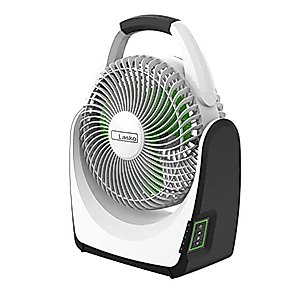 Lasko Portable Fan, 18V Lithium Ion Battery, Bonus Adapter for Electric Plug-in Use, Lasts up to 15 Hours, 5 Quiet Speeds, for Camping, Tailgating, Patio and Outdoor Use, 17", White, RB200