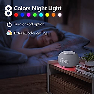 Reacher Auto-Dimmable Sound Machine Alarm Clock with Night Light, 20 Soothing Sounds, LED Digital Display, Sleep Timer, Precise Volume Control, White Noise Soother for Baby, Adults, Bedrooms