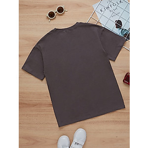 SOLY HUX Girl's Letter Graphic Tees T Shirts Short Sleeve Casual Summer Tops Mocha Brown 160