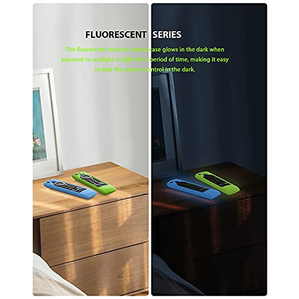 Fire TV Stick Remote Cover [2 Pack] 2021 Release, Latest Alexa Voice Remote Case, Stouchi Firestick Remote Cover Silicone Protective Sleeves with Lanyard (Green & Sky Blue)