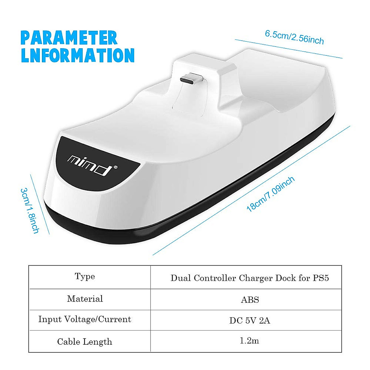 PS5 Controller Charger, Dual USB PS5 Controller Charging Station, for Playstation 5 Console DualSense PS5 Controllers. (Pearl White)