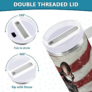 ODAWA a Black French Bulldog Wearing Sunglasses and a Insulated Tumbler 30 Oz Travel Coffee Mug with Handle and Straw