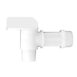 PowGrow Plastic Faucet Spigot Drum Faucet, White Flow 3/4 Faucet for Plastic Drums Jugs, Durable Polyethylene Material Barrel Faucet Replacement Spigot, 1 Inch Thread Size,1-Pack