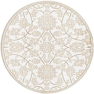 Rugs.com Nepal Collection Rug – 3 Ft Round Snow White Medium Rug Perfect for Kitchens, Dining Rooms