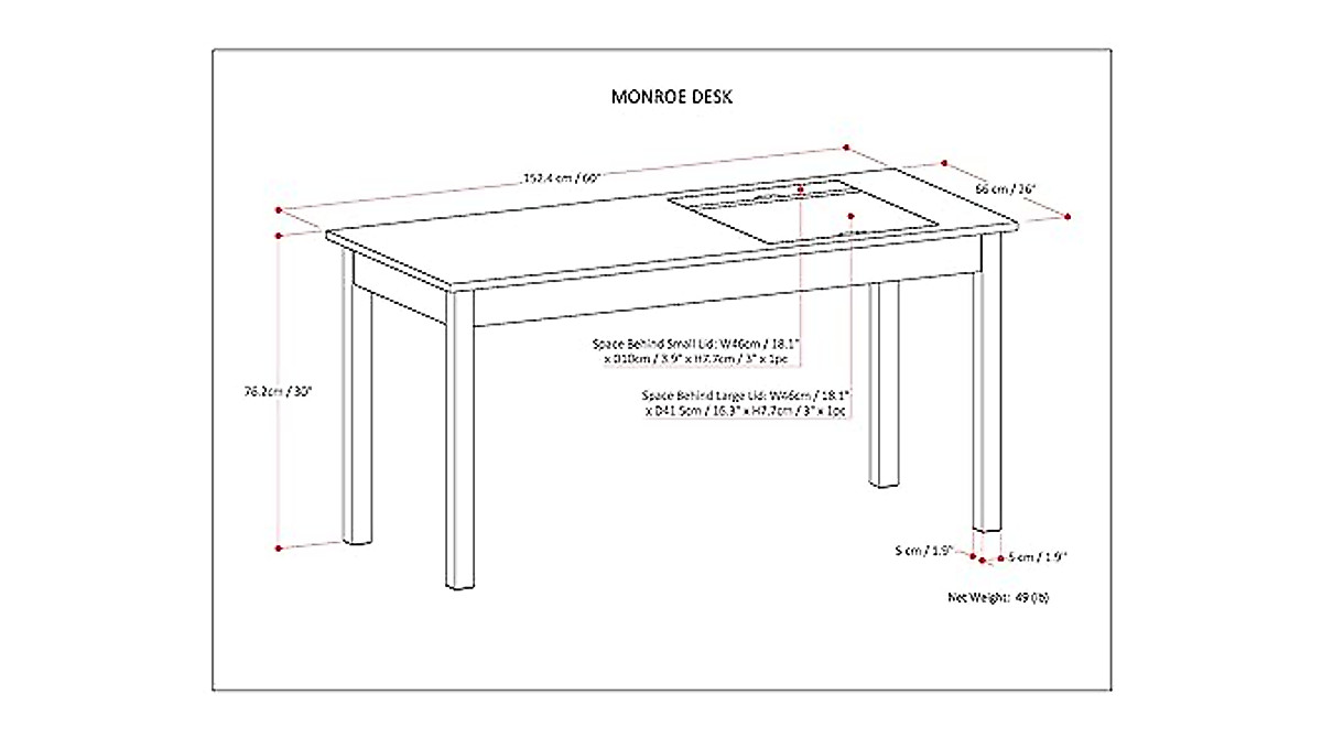 SIMPLIHOME Monroe 60" Rustic Solid Wood Desk