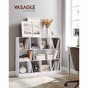VASAGLE Bookshelf, Bookcase, Book Shelf, Storage Shelf, with 11 Storage Compartments, for Study, Bedroom, Living Room, White ULBC054T14