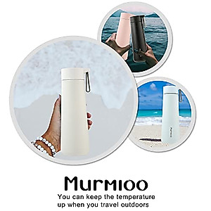 Murmioo Stainless Steel Insulated Thermos, Sports Water Bottle, Double Wall Vacuum Thermos Flask，Keep Hot and Cold，BPA Free, Suitable for Cycling, Camping and Office 14oz/420ml (White)