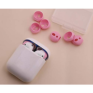 IiEXCEL (Fit in Case) 4 Pairs Replacement Super Thin Slim Rubber Silicone Earbuds Ear Tips and Covers Skin for Apple AirPods 2 1 or EarPods Headphones (Fit in Charging Case) (4 Pink)