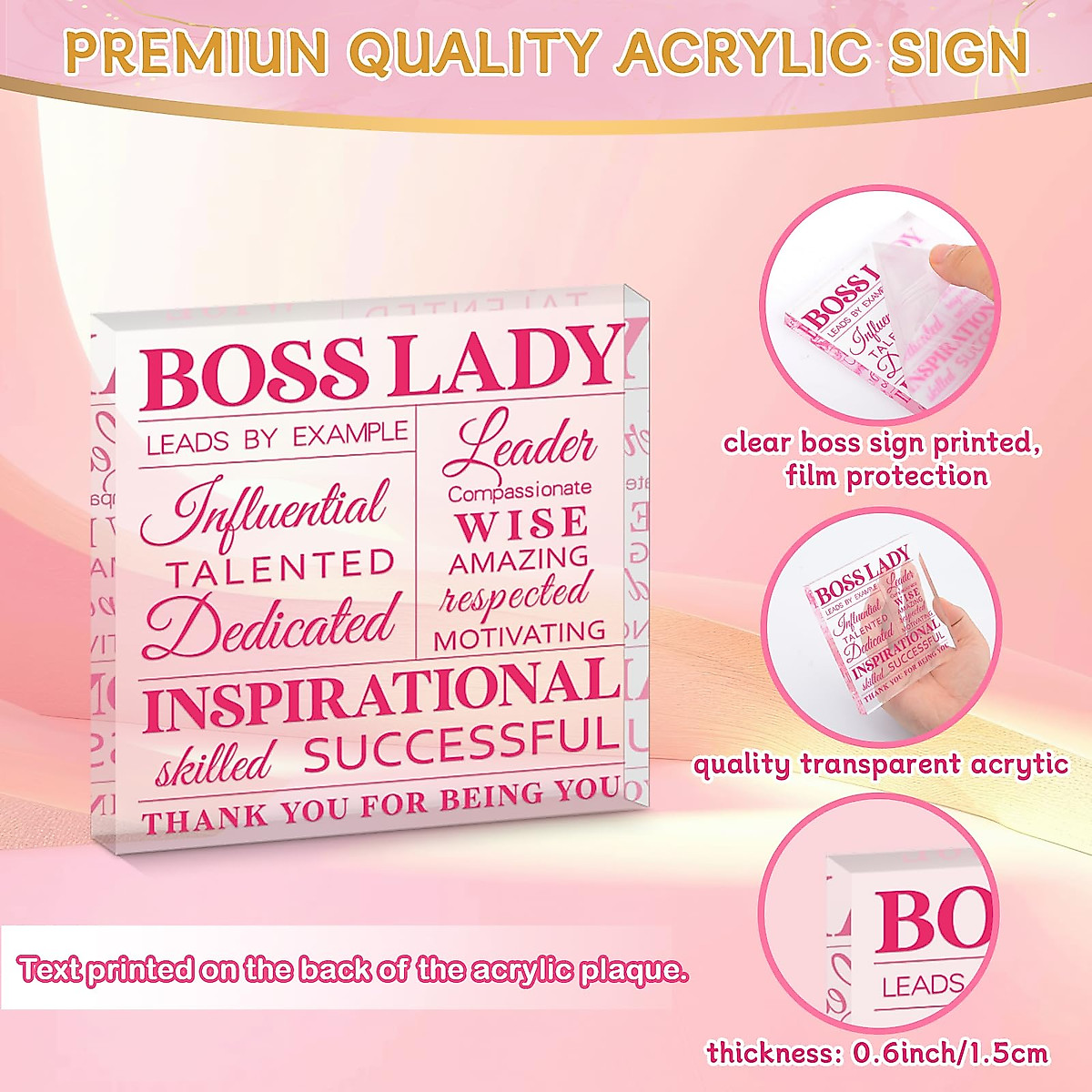 Boss Lady Gifts For Women, Thank You Gifts for Her, Boss Appreciation Gifts for Leader, Thanksgiving Christmas Gifts For Mom Birthday Present Boss Coffee Mug Acrylic Sign Notebook Ballpoint Pen Candle