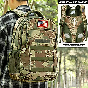 Camo Backpack for Men,Army Military Boys Backpack for School with Pen Bag,40l Waterproof Day Pack for Outdoor Travel Camping