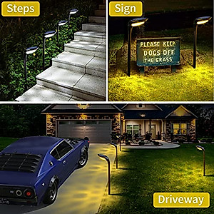 ROSHWEY Landscape Path Lights, Solar Lights Outdoor Waterproof, Solar Landscape Spot Lights Outdoor Spotlight, Cool White & Warm White Solar Garden Lights Outside for Yard, Walkway, Driveway, 4 Pack