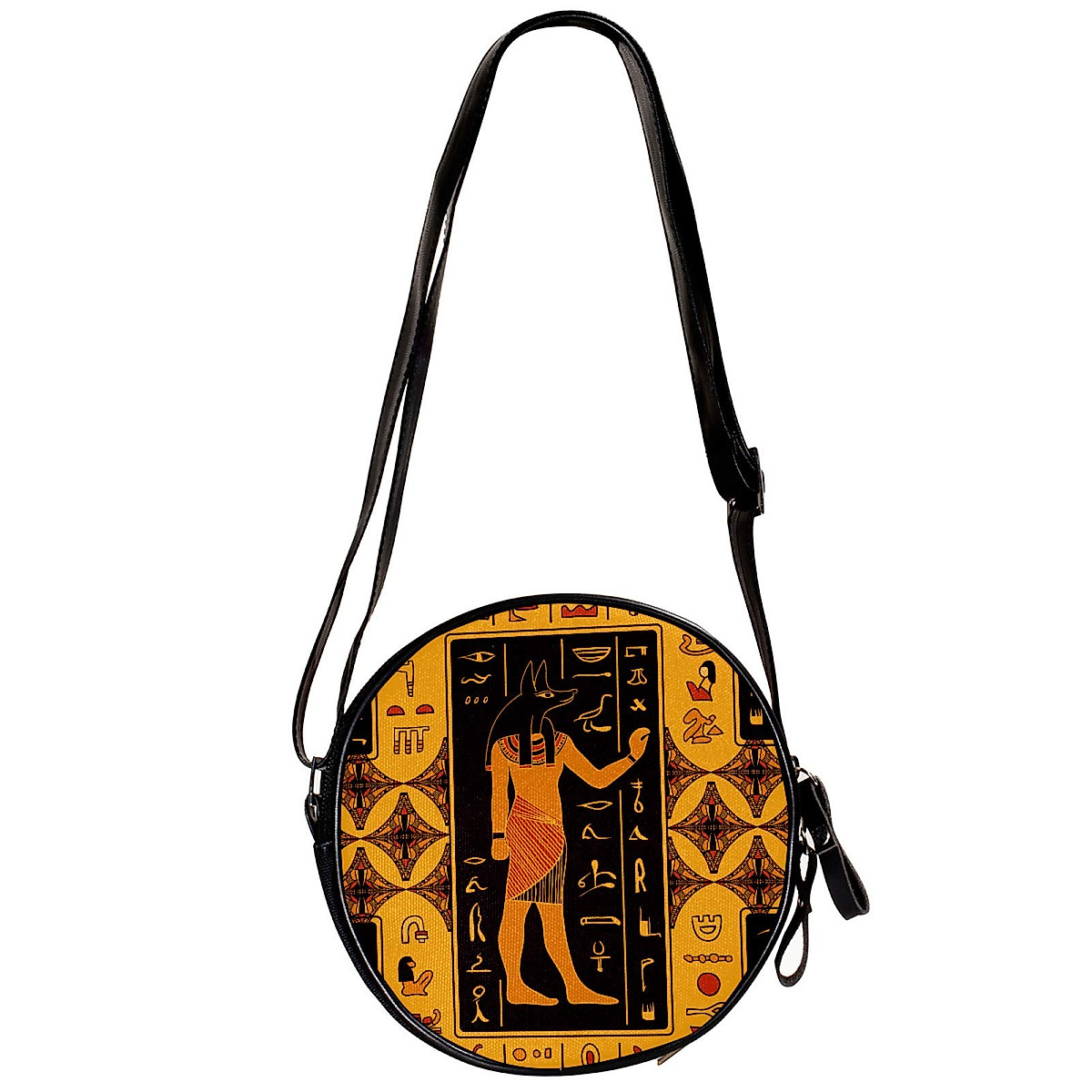 Egyptian Gods And Hieroglyphs Canvas Crossbody Bag Round shoulder Bag Circle Purse