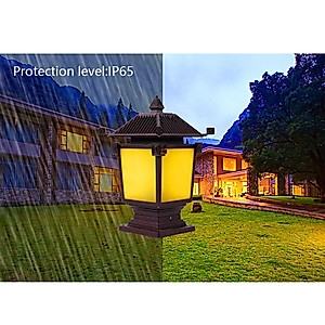 MODEBHD Solar LED Outdoor Post Lamps, Die-cast Aluminum Waterproof and Moisture-Proof IP65 Villa Courtyard Post Lantern E27, Pillar Light, The Garden Lawn Fence, Square Post Lights