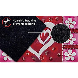 Toland Home Garden 800217 Heart & Flowers Valentines Door Mat 18x30 Inch Spring Outdoor Doormat for Entryway Indoor Entrance