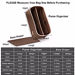 Doxo Purse Organizer Insert for Handbags & Base Shaper 2pc Set, Tote Bag Organizer Insert with 6 Sizes, Compatible with Speedy 25/30/35 More(M-Brown)