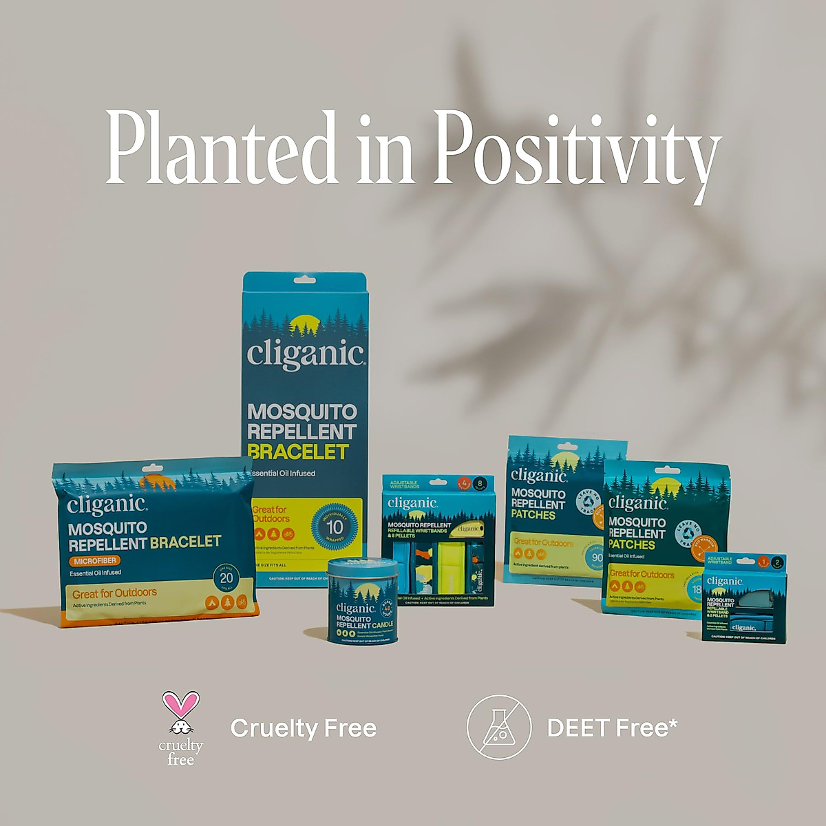 Cliganic 10 Pack Mosquito Repellent Bracelets, DEET-Free Bands, Individually Wrapped