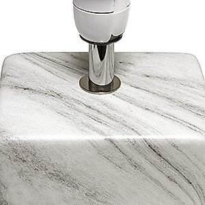 Simple Designs LT2071-WOB Mini Petite White Gray Marbled Ceramic Bedside Table Lamp with Black Shade