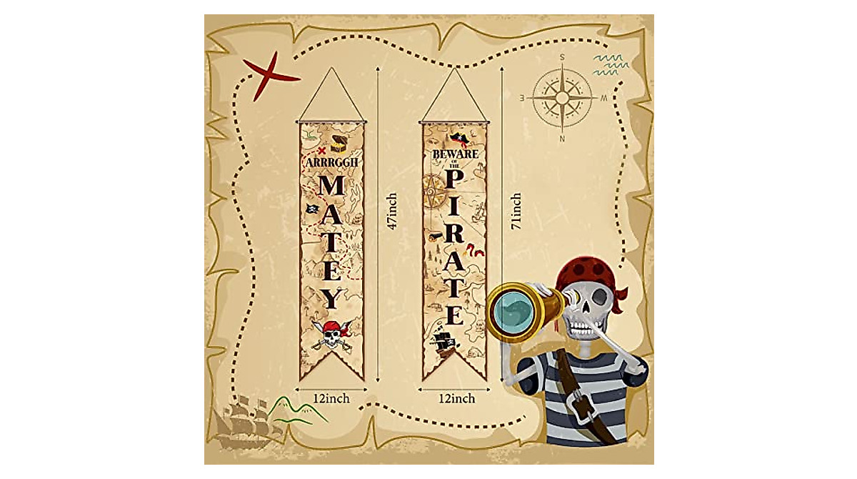Pirate Party Supplies - Treasure Map Banners for Kid’s Birthday & Events