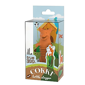 TrueZoo Corki Bottle Stopper, Corgi Animal Cork, Novelty Wine Stopper, Silicone, Set of 1, Orange