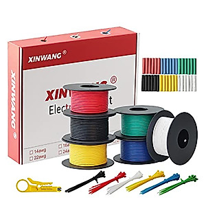 Electrical Wire,18 Gauge Wire,18 awg Wire-XINWANG 18 Gauge Stranded Tinned Copper Wire with PVC Insulation((OD:2.0 mm) 6 Colors,20ft Each, Hook Up Wire Kit