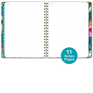 HARDCOVER 2023 Planner: (November 2022 Through December 2023) 8.5"x11" Daily Weekly Monthly Planner Yearly Agenda. Bookmark, Pocket Folder and Sticky Note Set (Teal Floral)