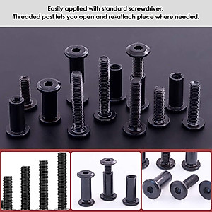 Hilitchi 120Pcs M6 Hex Drive Socket Cap Bolts Kit Countersunk Head Screws Bolts Dowel Barrel Nuts Crib Bolts Nuts Assortment Kit for Furniture Hardware Fitting (16/20/25/30/35mm)