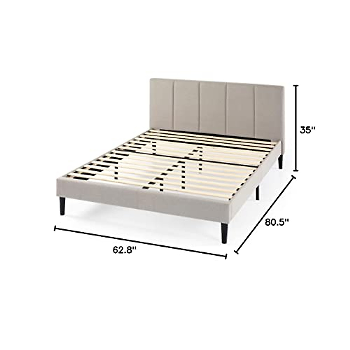 ZINUS Maddon Upholstered Platform Bed Frame / Mattress Foundation / Wood Slat Support / No Box Spring Needed / Easy Assembly, Beige, Queen