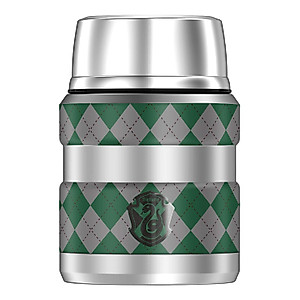 Harry Potter Slytherin Plaid Sigil, THERMOS STAINLESS KING Stainless Steel Food Jar with Folding Spoon, Vacuum insulated & Double Wall, 16oz