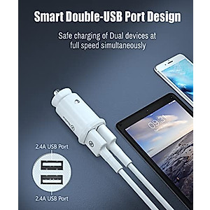 USB Car Charger, 2 Pack Cigarette Lighter USB Charger 4.8A Car Charger Adapter Car Plug Adapter Flush Fit Compatible with iPhone 13/12/11/XR/XS,ipad Air 2/Mini,Samsung Note 9/S10/S9 (2 Pack Black)