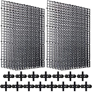 12Pcs Aquarium Fish Tank Divider Plastic Egg Crate Aquarium Filter Bottom Tray Grid Isolation Board Partition Net Pane Separator for Mixed Breeding Light Diffuser,15Pcs Sucker Clips Suction Cups,Black