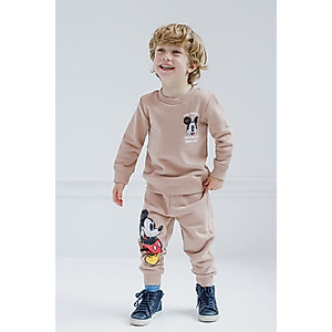 Disney Mickey Mouse Newborn Baby Boys Fleece Sweatshirt and Pants Set Brown 6-9 Months