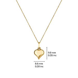 SOPHOS JEWELRY 10K Solid Yellow Gold Heart Pendant Necklace with 18" Real Gold Chain, Dainty Jewellery for Women