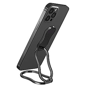 Phone Ring Holder Finger Kickstand, Foldable Cell Phone Stand 360° Rotation Metal Phone Back Grip for Magnetic Car Mount Phone Finger Ring Grip Compatible with iPhone and All Smart Phones (Black)