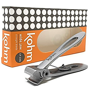 KOHM Nail Clippers for Thick Nails - Heavy Duty, Wide Mouth Professional Fingernail and Toenail Clippers for Men, Women & Seniors, Silver