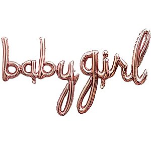 Baby Girl Balloon Rose Gold for Baby Shower Decorations Hand Writing Style Foil Balloon for It’s a Girl Party Birthday Party