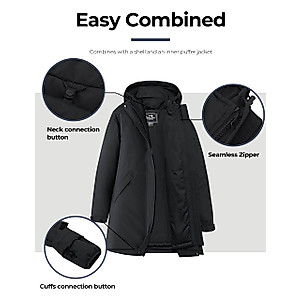 Ampake Women's 3 in 1 Parka Jacket Warm Winter with Detachable Puffer Coat (Black,L)
