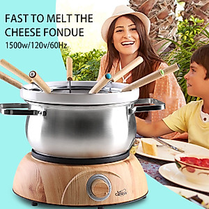 Artestia Electric Fondue Pot Set for Melting Chocolate Cheese, 1500W Cheese Fondue Pot Sets with Temperature Control for Meat Fondue Party, 8 Colored Fondue Forks