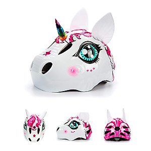 Natuway Toddler Helmet Unicorn Bike Helmet for Girls with Taillight 3D Unicorn CPSC and CPSIA Safety Certified Approximately 2-8 Years Skateboard Skating Scooter Helmet Gifts