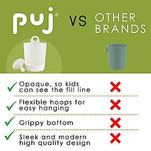Puj – Phillup Cups, Hangable, Rinse-and-Play Reusable Plastic Cups, Fun Cups for Kids, Set of 2 Kids Cups with 2 Grippy Hooks (Lilac - 2Pack)