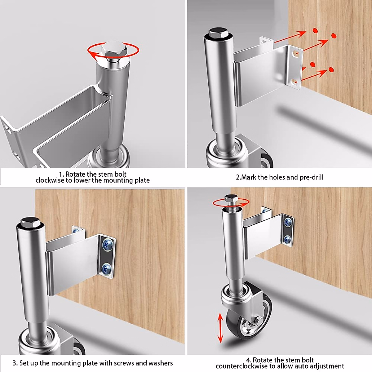 Homhoo Spring Loaded Gate Casters 5” Heavy Duty Gate Caster Wheels with Hardware (Pack of 2)