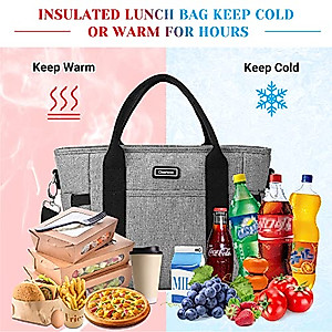 Clearlove Insulated Lunch Bag for Women Large Warm Lunch Box for Adults Food Storage Tote Water Resistant Ice Cooler Grey X-Large