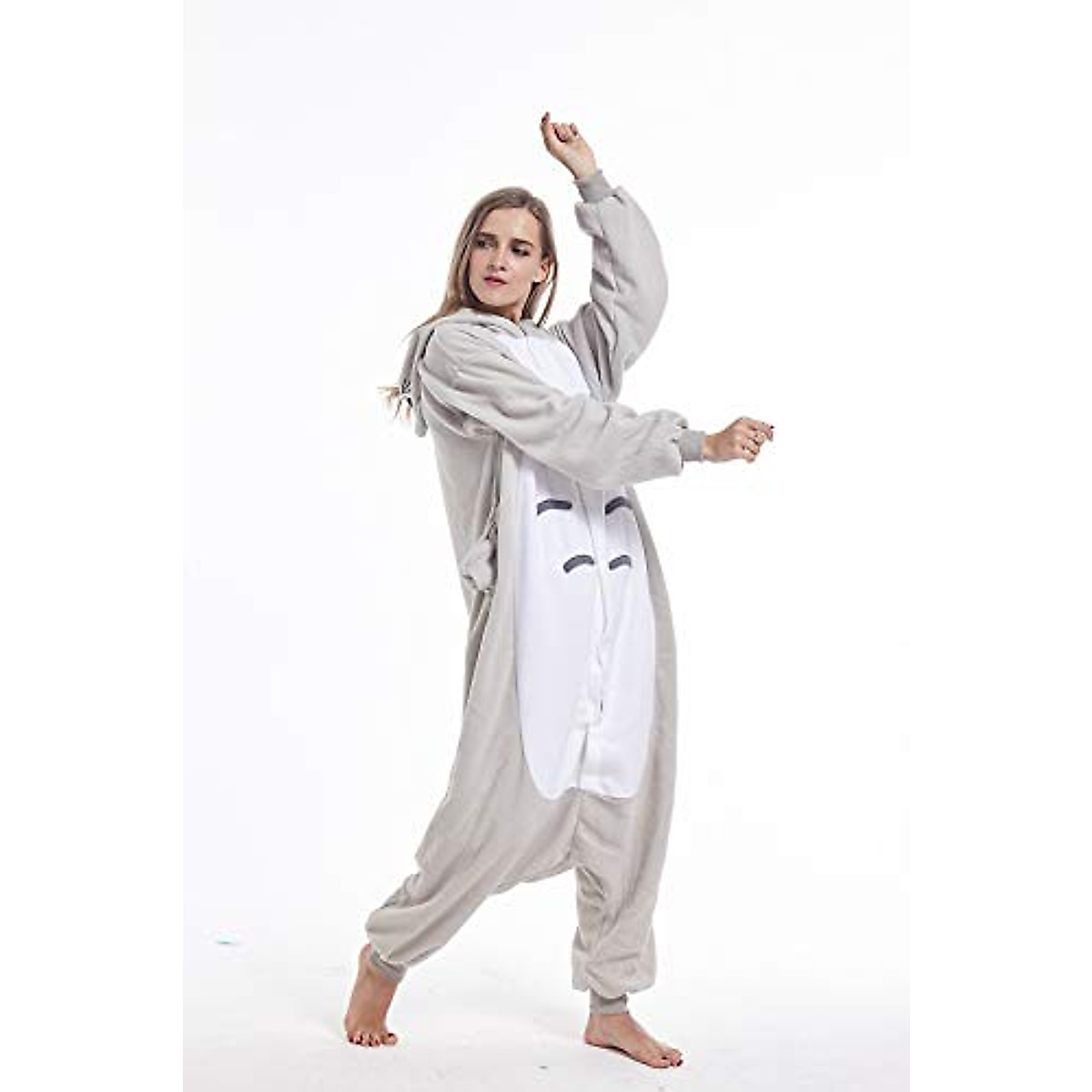 Sqlszt Animal Onesie Adult One Piece Pajamas Unisex Cosplay Costume for Women Men XL Grey
