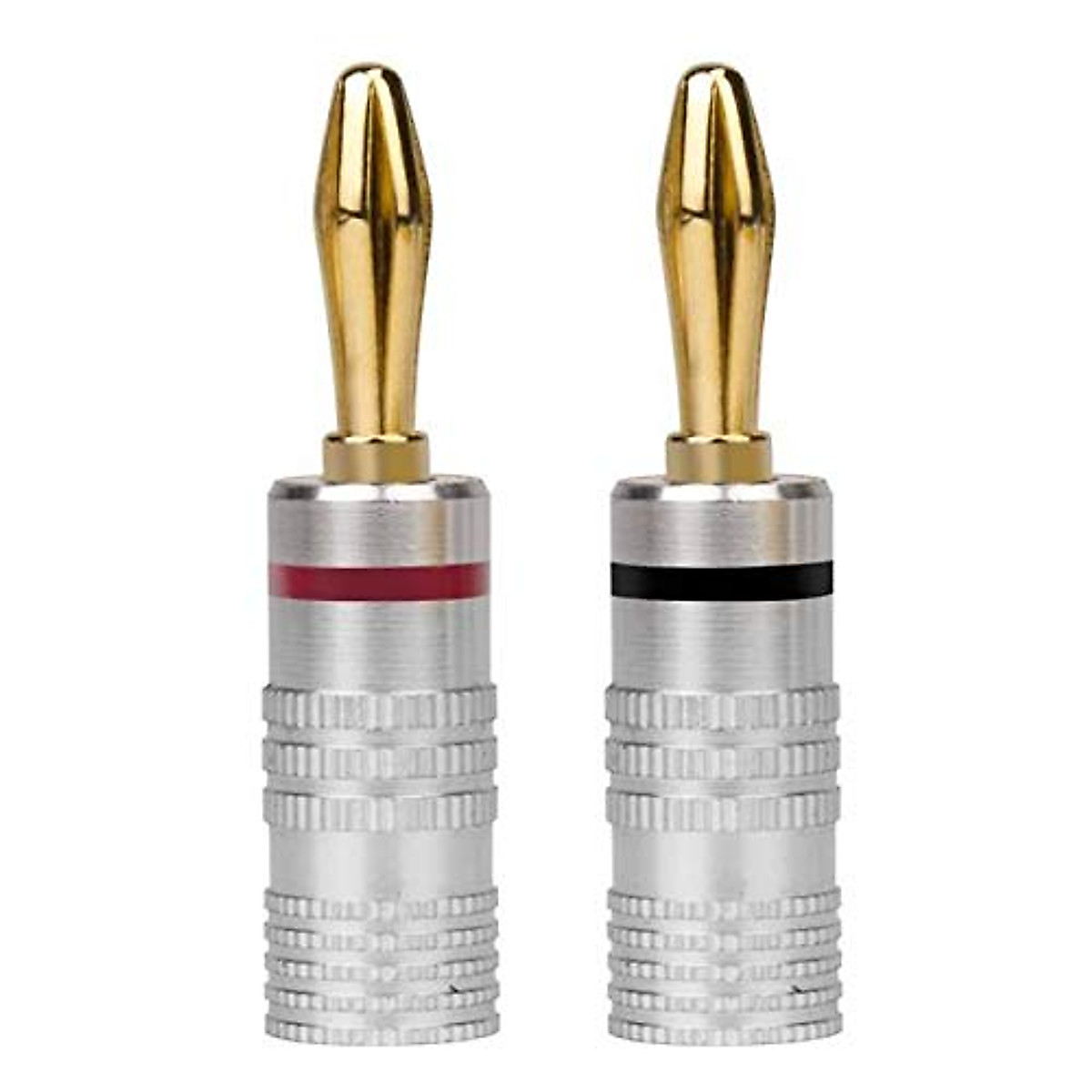 Banana Plugs 6 Pairs / 12 Pcs, Dual Screw 24K Gold Plated Speaker Plugs Audio Jack Connectors, Surround Sound Speaker Wire Banana Connectors (Silver)