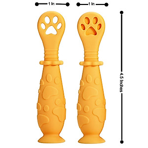 PandaEar Baby Spoon Set (4 Pack)|BPA Free Stage One Silicone Self Feeding Utensil| Baby Led Weaning|Teething Friendly|Kids Toddlers 3-36 Months+