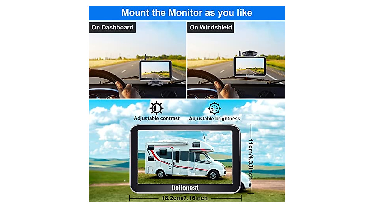 DoHonest Wireless Backup Camera 1080P HD & 7" Monitor