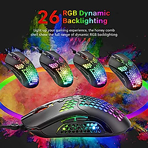 SELORSS ZIYOULANG T60 60% Compact Mechanical Gaming Keyboard RGB Chroma Type C Ergonomic Mini Keyboard UK Layout 12000DPI Gaming Mouse Honeycomb Shell for PC/PS4/PS5/Xbox(Blue Switch)