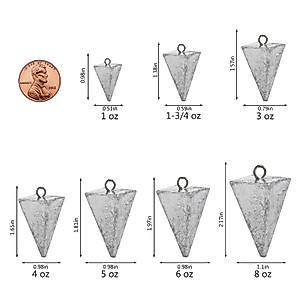 Dr.Fish 5 Pack Pyramid Sinkers Saltwater Lead Fishing Weight 1oz-32oz/2LB Triangle Surf Fishing Bank River Catfishing Pompano 2oz