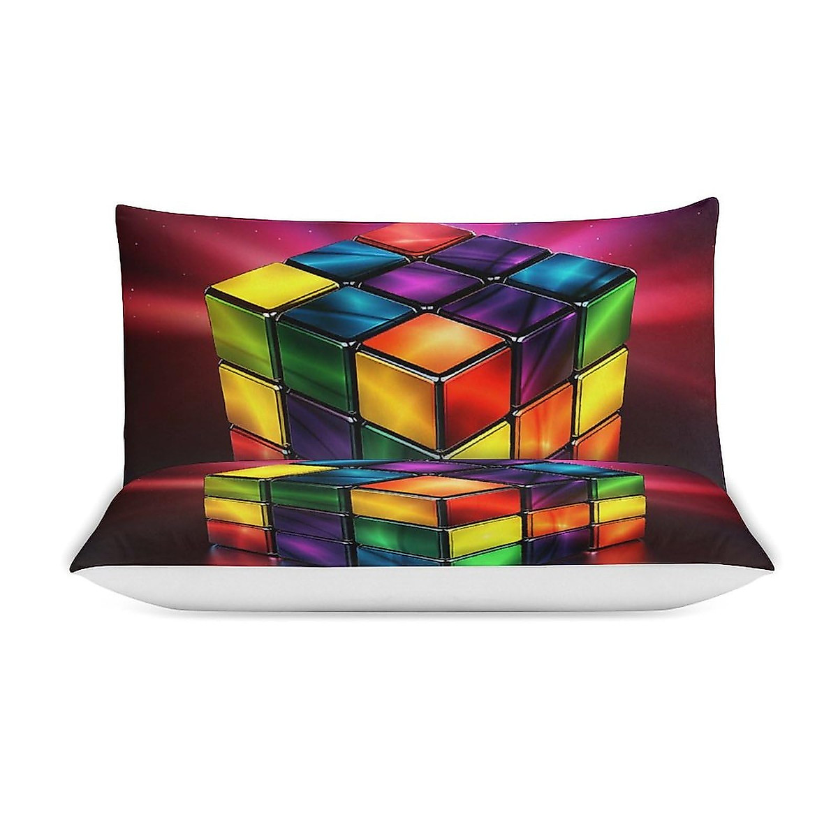 HotcoS Magic Cube ​Puzzle Comforter Set Queen 3 Pieces Bedding Set Lightweight Soft Bedding Comforter Sets for All Season with 1 Duvet Cover 86""x70"" 2 Pillow Shams 30'' X 20'', Style