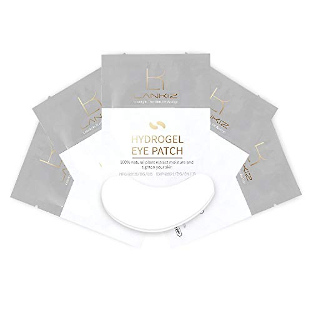 LANKIZ Eye Pads for Lash Extensions Under Eye Gel Pads for Eyelash Extensions Lint Free Hydrogel Eye Patches Eyelash Extension Supplies 100 pairs