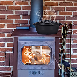 G Good Gain Wood Stove Steamer,Fireplace Humidifier,Cast Iron Humidifier for Stove, Matte Black Finish, Rust Resistant, Lattice Top, 2.5 Quart Capacity,Wood Burning Stove Indoor Decorative